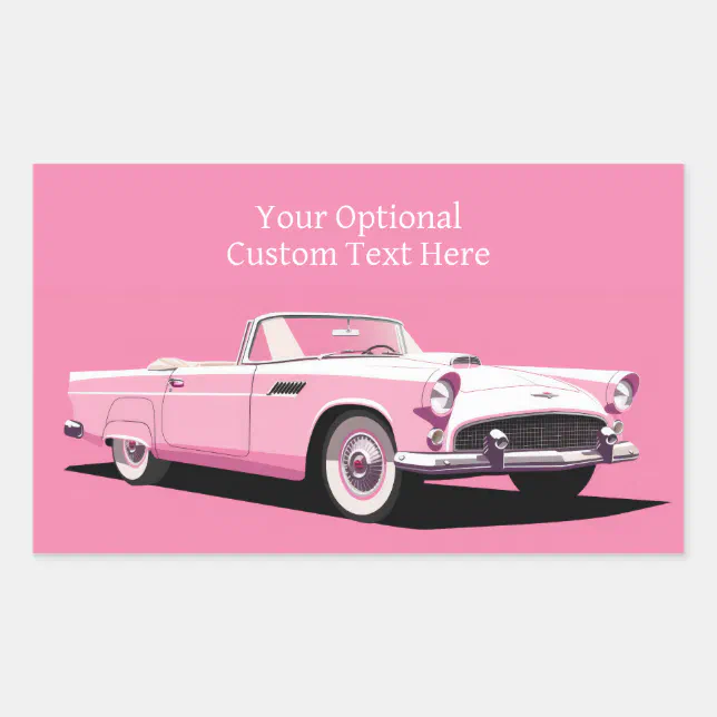 Custom Name Pink Classic Car Rectangular Sticker | Zazzle