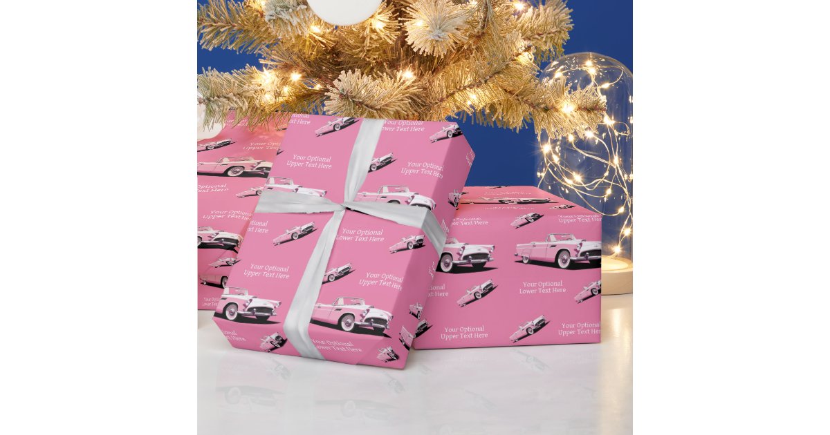 Custom Name Pink Classic Car Wrapping Paper | Zazzle
