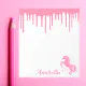 Custom Name Pink Glitter Drips Stars Unicorn Notepad | Zazzle