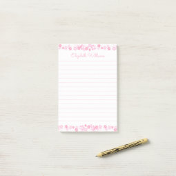 Custom Name Pink Japanese Cherry Blossom 4x6 Lined Post-it Notes | Zazzle