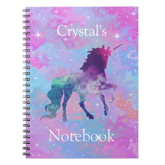 Custom Name Pink/Purple Galaxy Unicorn Notebook | Zazzle.com