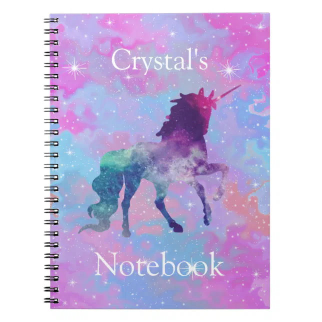 Custom Name Pink/Purple Galaxy Unicorn Notebook | Zazzle