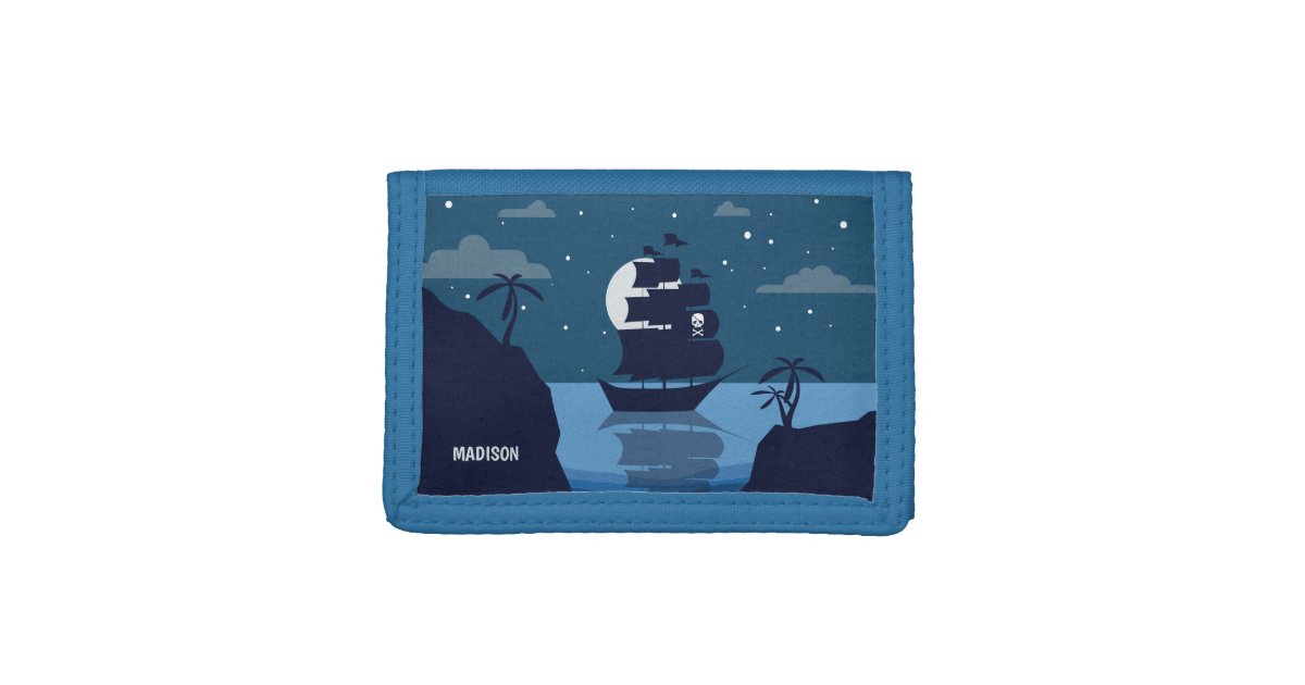 Custom name Pirate Ship wallet | Zazzle