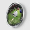 Custom NAME Pool Hall Billiard Game Room Snooker Large Clock | Zazzle