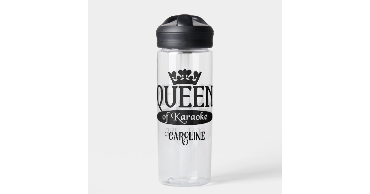 Custom Name Queen of Karaoke Water Bottle | Zazzle