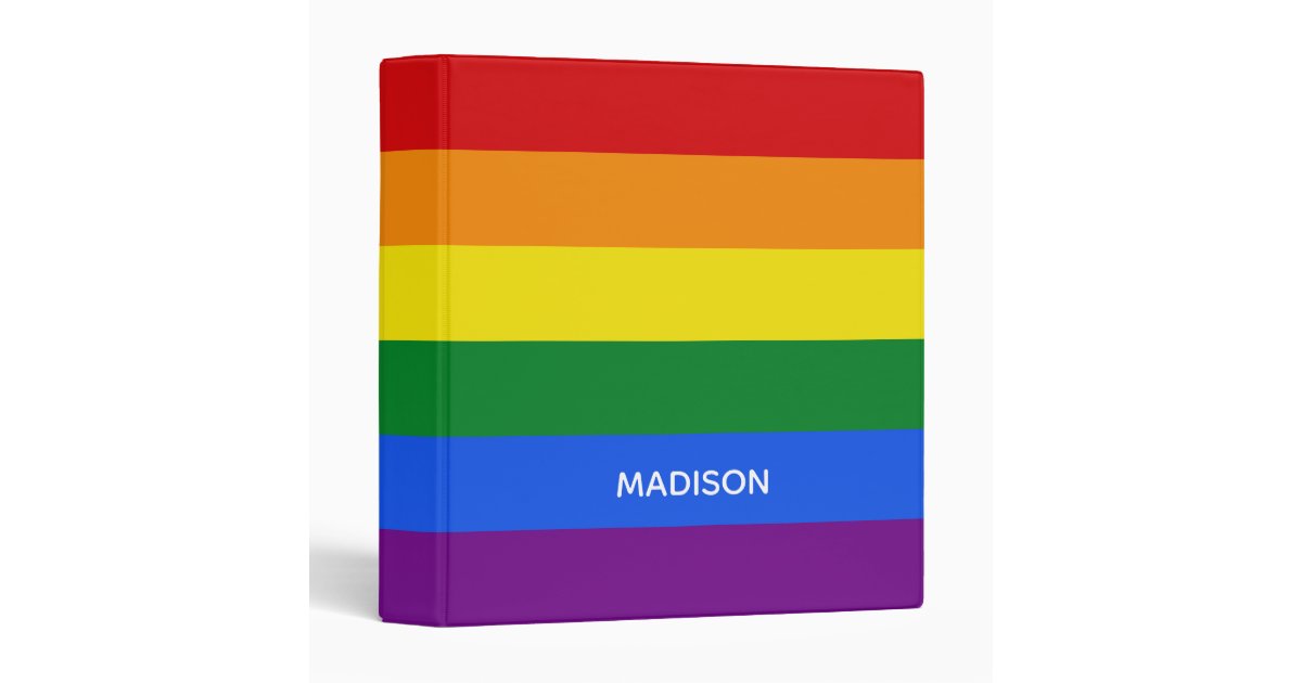 Custom name Rainbow Flag binders | Zazzle