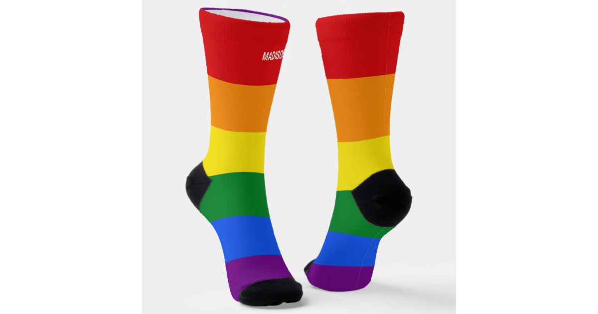 Custom Name Rainbow Pride Socks | Zazzle