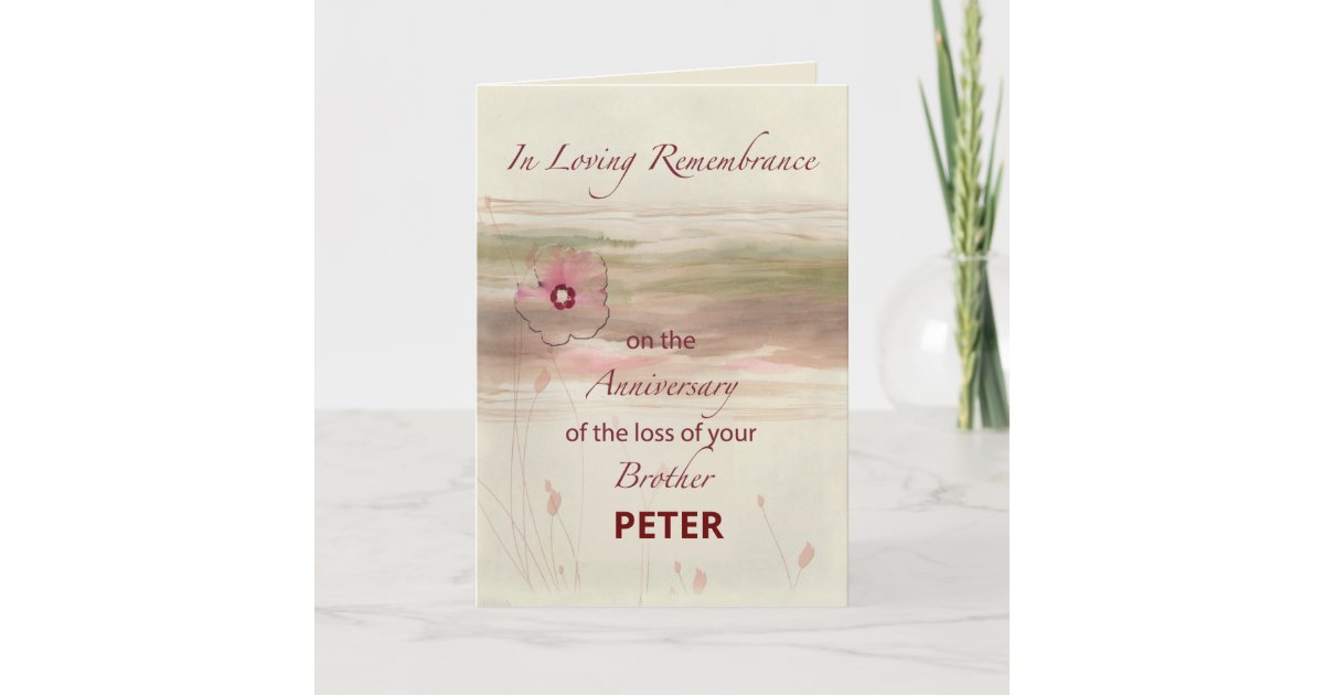 Custom Name Remembrance Anniversary Loss Brother Card | Zazzle