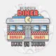 Custom NAME Retro 50s Diner Sign Fifties Atomic Classic Round Sticker ...