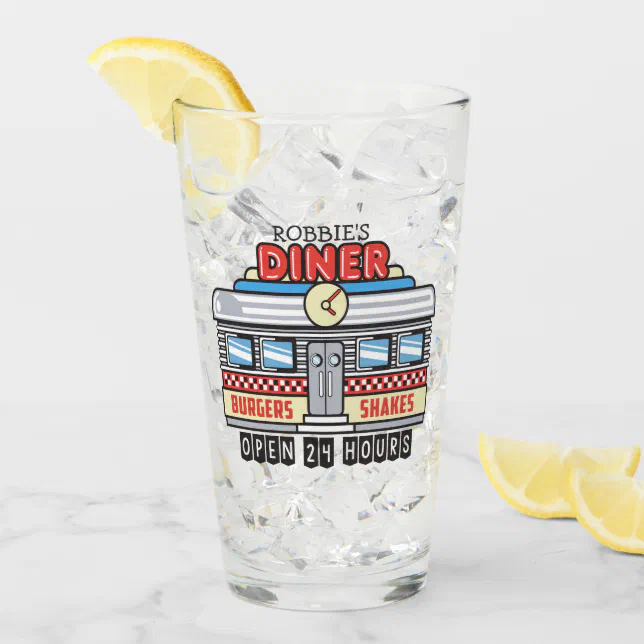 Custom NAME Retro 50s Diner Sign Fifties Atomic Glass | Zazzle