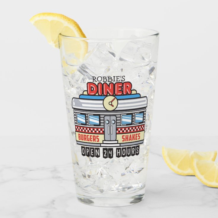 Custom NAME Retro 50s Diner Sign Fifties Atomic Glass | Zazzle