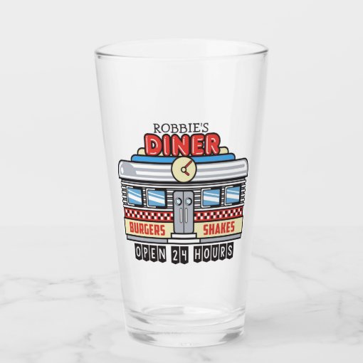 Custom NAME Retro 50s Diner Sign Fifties Atomic Glass | Zazzle