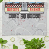 Custom NAME Retro 50s Diner Sign Fifties Atomic Kitchen Towel | Zazzle