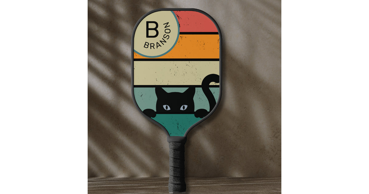 Custom Name, Retro Black Cat Pickleball Paddle | Zazzle