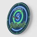 Custom NAME Retro Faux Neon 8 Ball Billiards Pool Large Clock | Zazzle