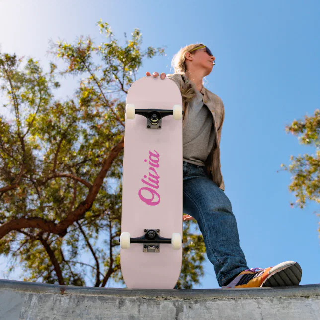 Custom Name Retro Fun Personalized Pink Skateboard | Zazzle