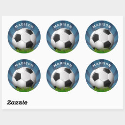 Custom name Retro Soccer Ball stickers | Zazzle