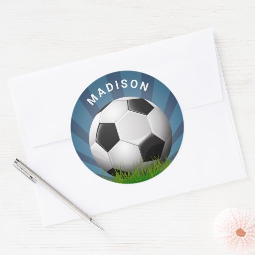 Custom name Retro Soccer Ball stickers | Zazzle