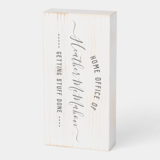 Custom Name Rustic Farmhouse Chic Home Office Wooden Box Sign | Zazzle