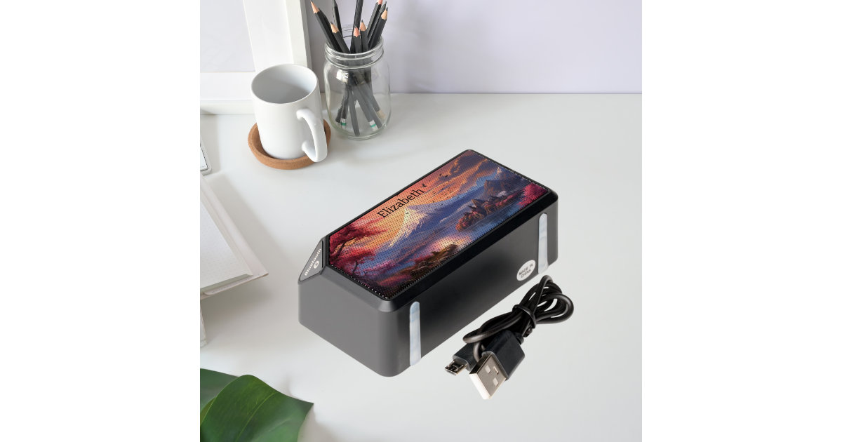 custom name sakura japanese landscape Mount Fuji Bluetooth Speaker | Zazzle