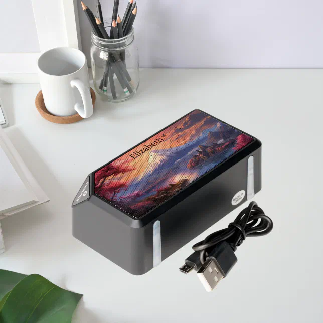 custom name sakura japanese landscape Mount Fuji Bluetooth Speaker | Zazzle custom name sakura japanese landscape Mount Fuji Bluetooth Speaker | Zazzle