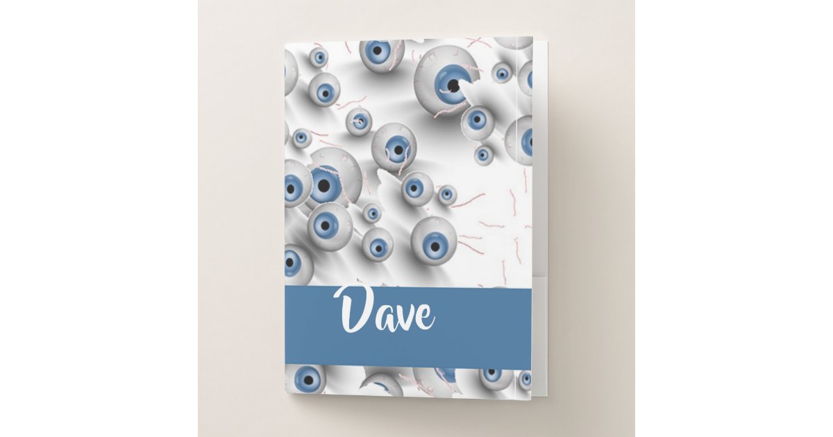 Custom name scary eyes pocket folder | Zazzle