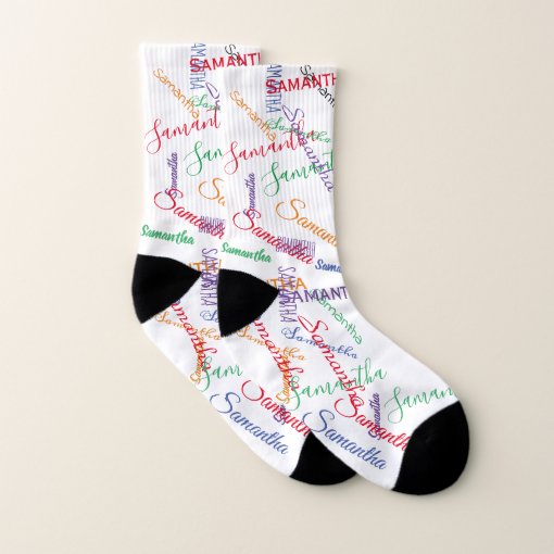 Custom Name Script Personalized colorful Socks | Zazzle