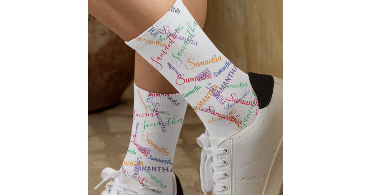 Custom Name Script Personalized colorful Socks | Zazzle