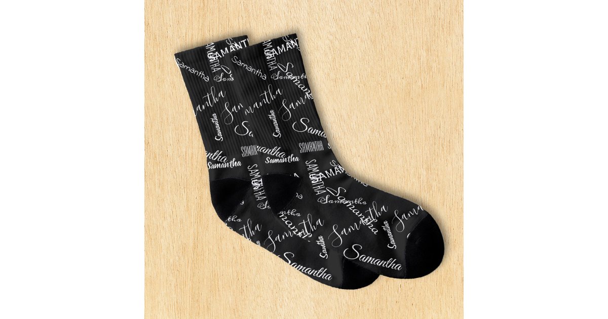 Custom Name Script Personalized Socks | Zazzle