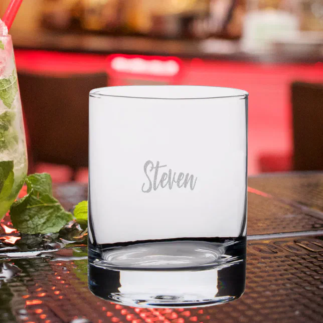 Custom name script rocks glass | Zazzle