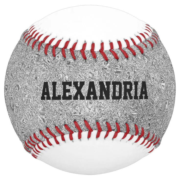 Custom Name Silver Glitter Sparkle Foil Softball | Zazzle