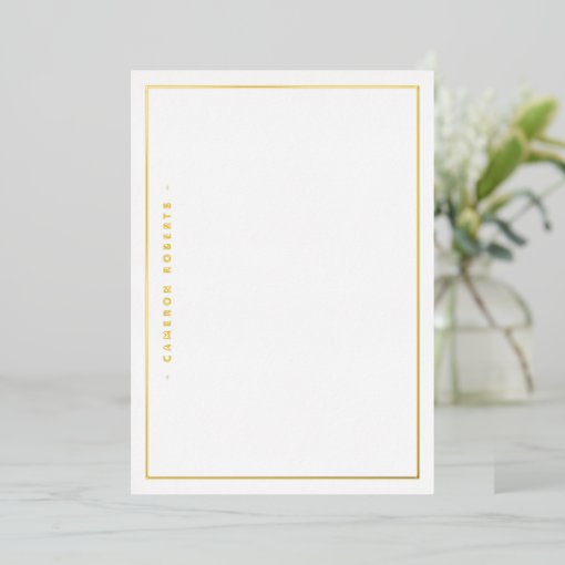 Custom name silver gold real foil note card | Zazzle