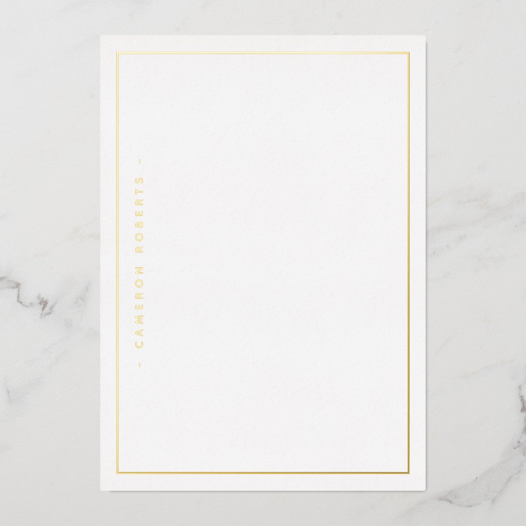 Custom name silver gold real foil note card | Zazzle