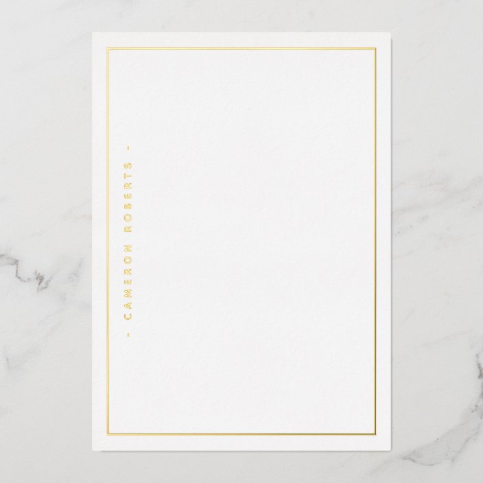 Custom name silver gold real foil note card | Zazzle