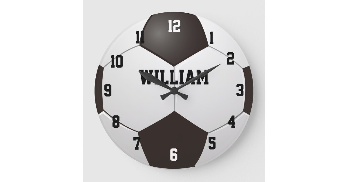 Custom Name Soccer Football Large Clock | Zazzle
