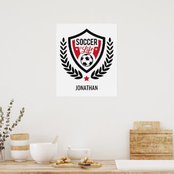 Custom name Soccer Logo poster | Zazzle