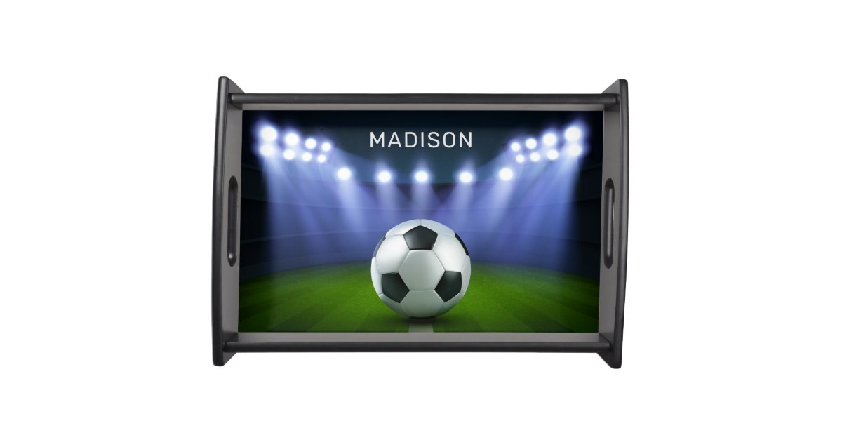 Custom name Soccer Stadium serving trays | Zazzle