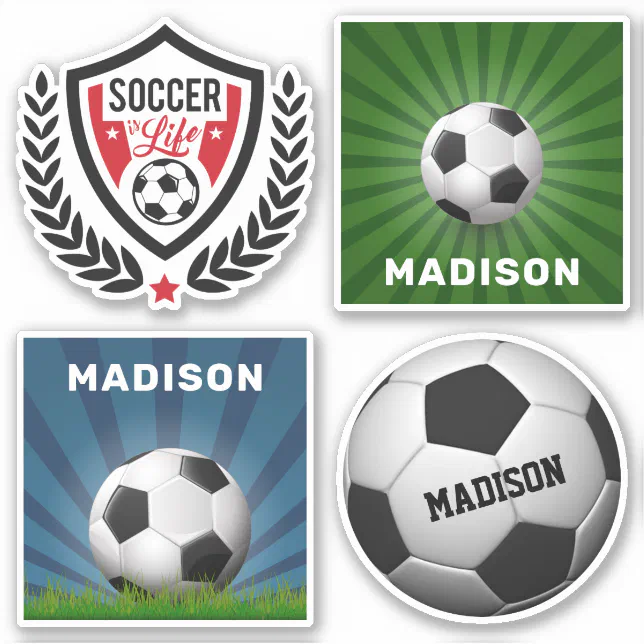 Custom name Soccer stickers | Zazzle