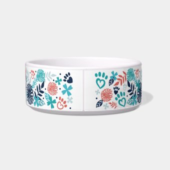 Custom Name Social Distancing Cat & Floral Design Bowl | Zazzle