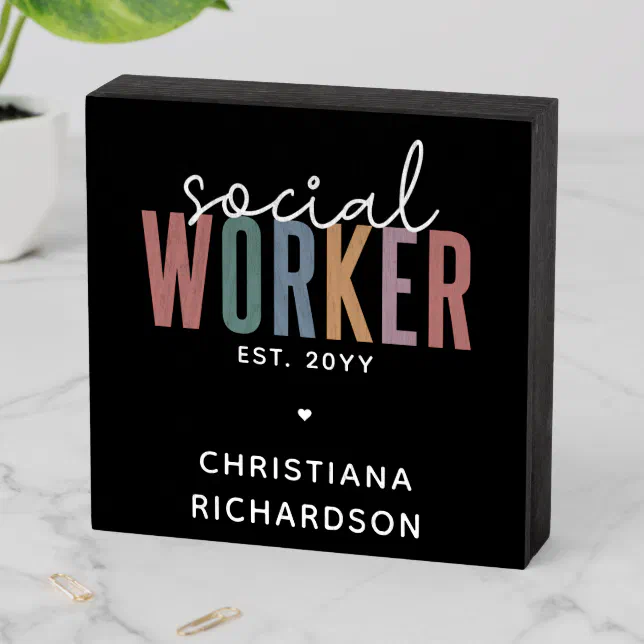 Custom Name Social Worker graduation Gifts Wooden Box Sign | Zazzle