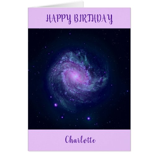 Custom name spiral galaxy birthday card | Zazzle