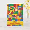 Custom Name Stacking Blocks 21st Birthday Card | Zazzle