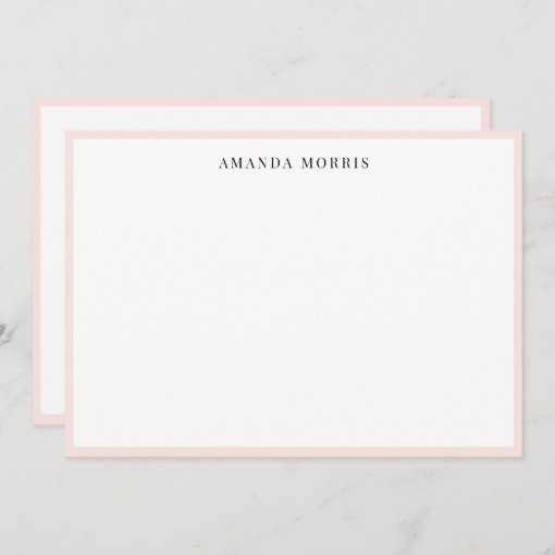 Custom Name Stationery Chic Modern Blush Pink Note Card | Zazzle