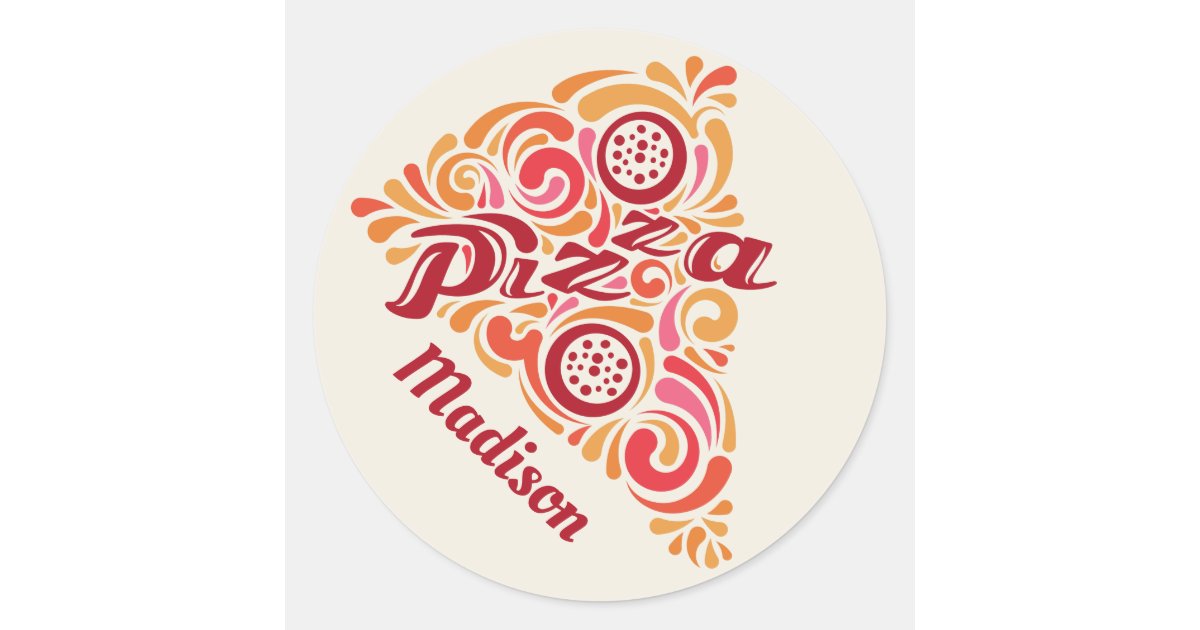 Custom Name Stylized Pizza stickers | Zazzle