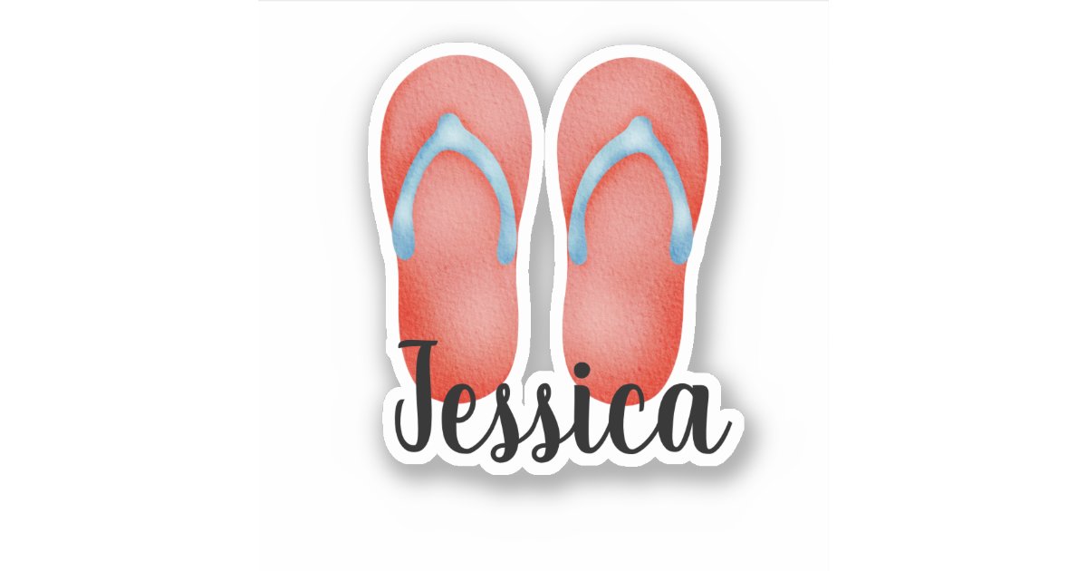CUSTOM NAME SUMMER FLIP FLOPS STICKER | Zazzle