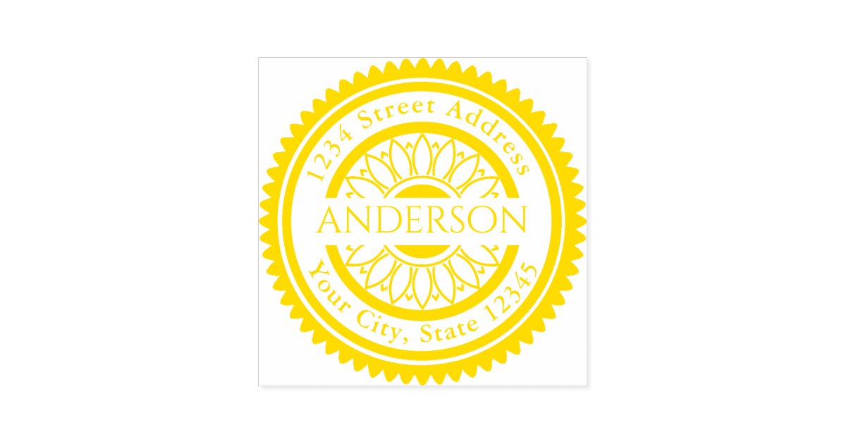 Custom Name Sunflower Round Return Address Self-inking Stamp | Zazzle