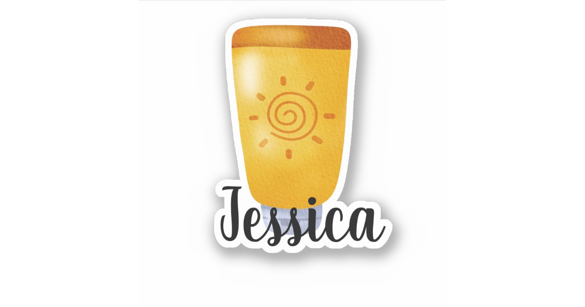 CUSTOM NAME SUNSCREEN STICKER | Zazzle
