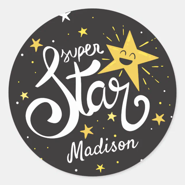 Custom name Superstar Classic Round Sticker | Zazzle