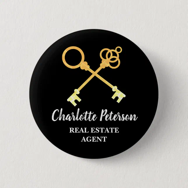 Custom Name Tag Real Estate Agent Promotional Button | Zazzle