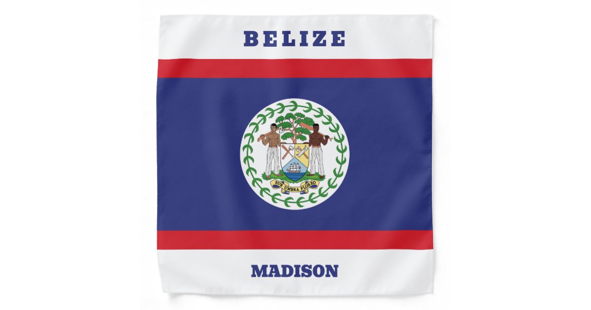 Custom Name & Text Belize Flag Bandana | Zazzle